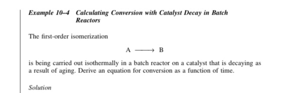 Solved Example 10-4 ﻿Calculating Conversion with Catalyst | Chegg.com