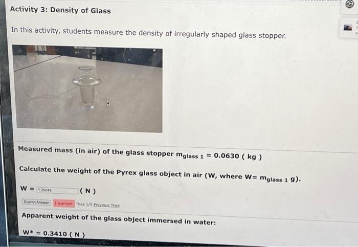 Solved Activity 3: Density of Glass In this activity, | Chegg.com