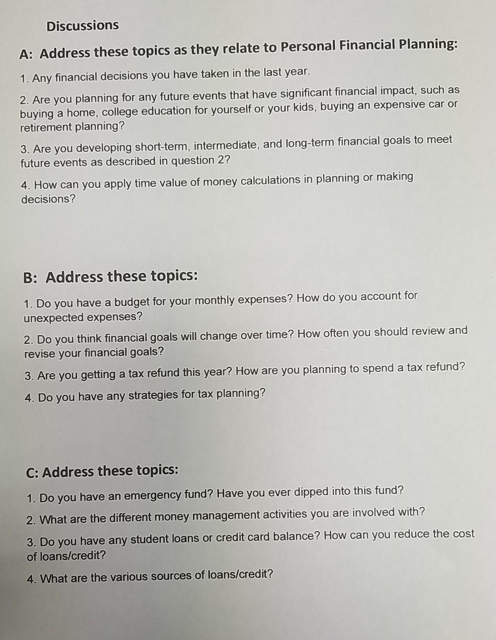 Solved Discussions A: Address these topics as they relate to | Chegg.com