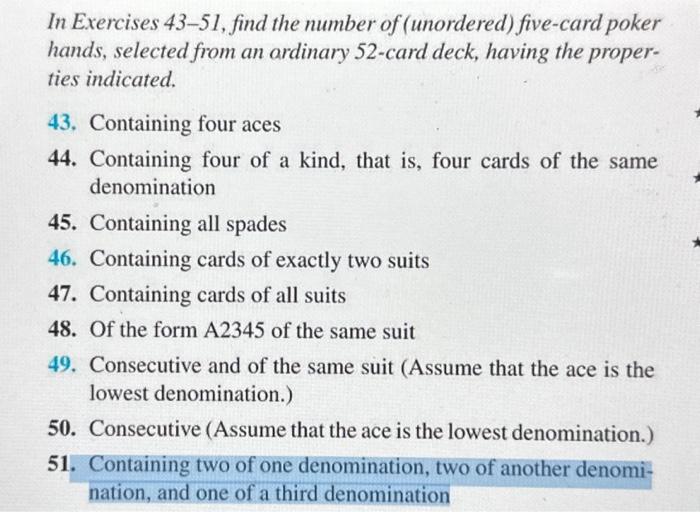Solved In Exercises 43-51, find the number of (unordered) | Chegg.com