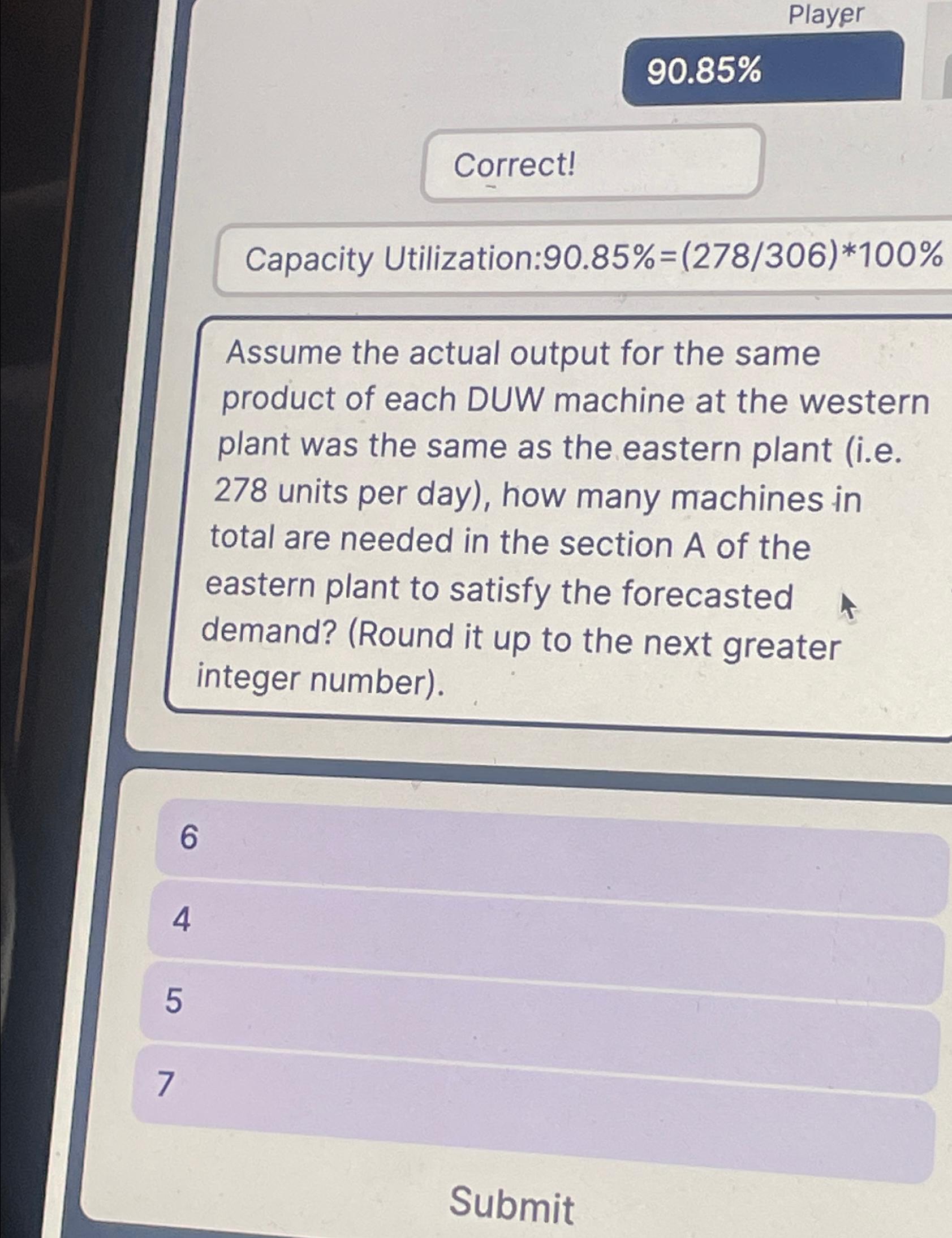 Solved PlaverCapacity Utilization: | Chegg.com