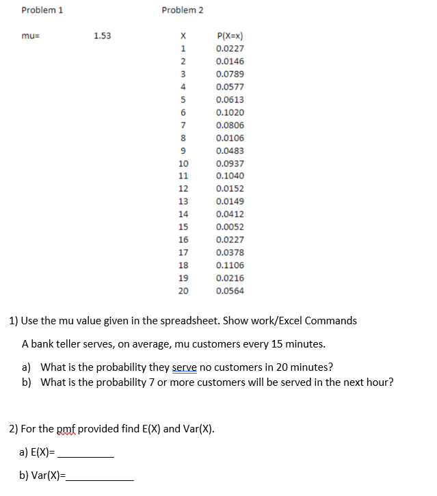 Use the mu value given in the spreadsheet. Show | Chegg.com