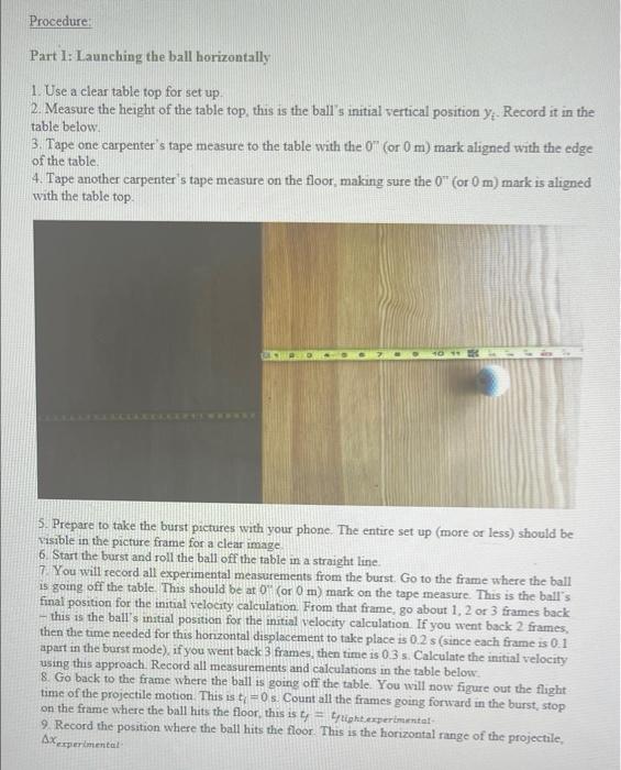 Solved University Physics I Experiment 4: Projectile Motion | Chegg.com