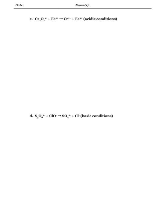 Solved 1. Balance each equation. Use the oxidation number | Chegg.com