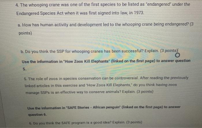 Solved 1. The species survival plan (SSP) developed by the | Chegg.com