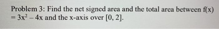 Solved Problem 3: Find the net signed area and the total | Chegg.com