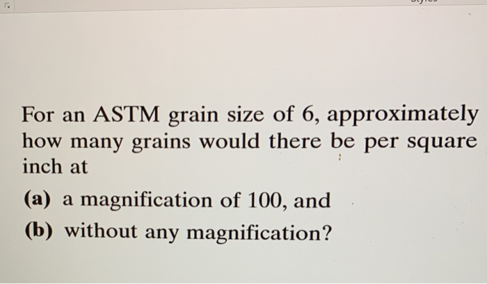 Solved For an ASTM grain size of 6, approximately how many | Chegg.com