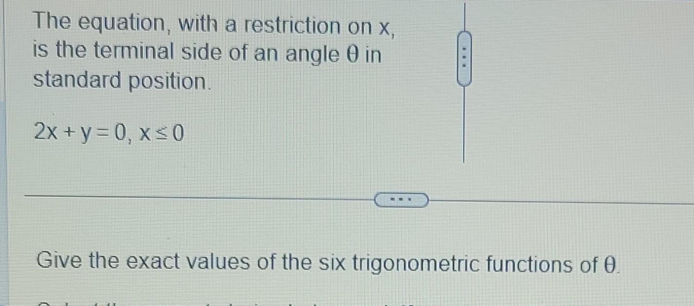 Solved The equation, with a restriction on x, is the | Chegg.com
