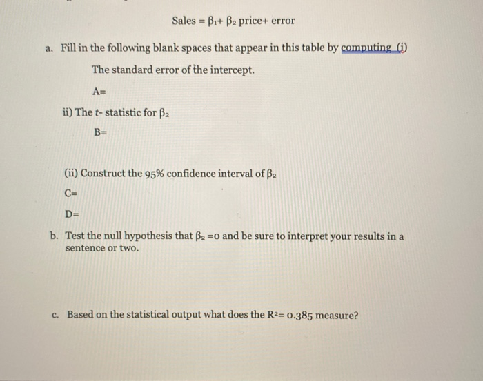 Solved (4) 4. Interpretation regression output SUMMARY | Chegg.com