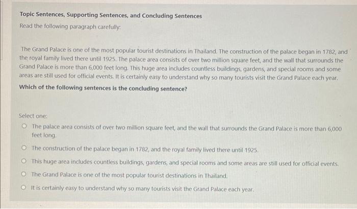Topic Sentences, Supporting Sentences, and concluding | Chegg.com