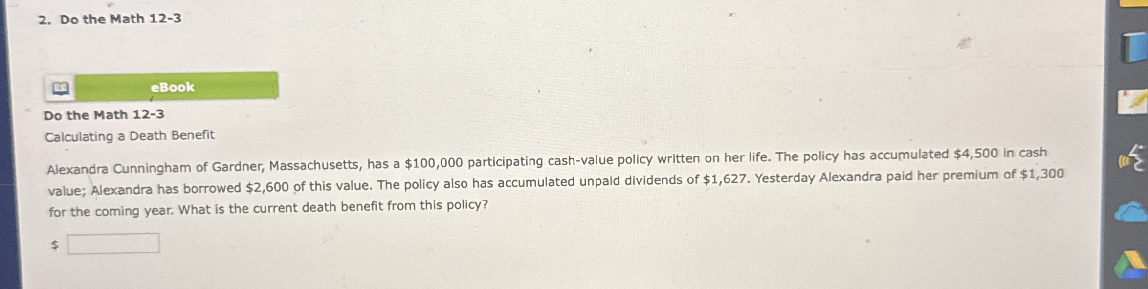 Solved Do the Math 12-3eBookDo the Math 12-3Calculating a | Chegg.com