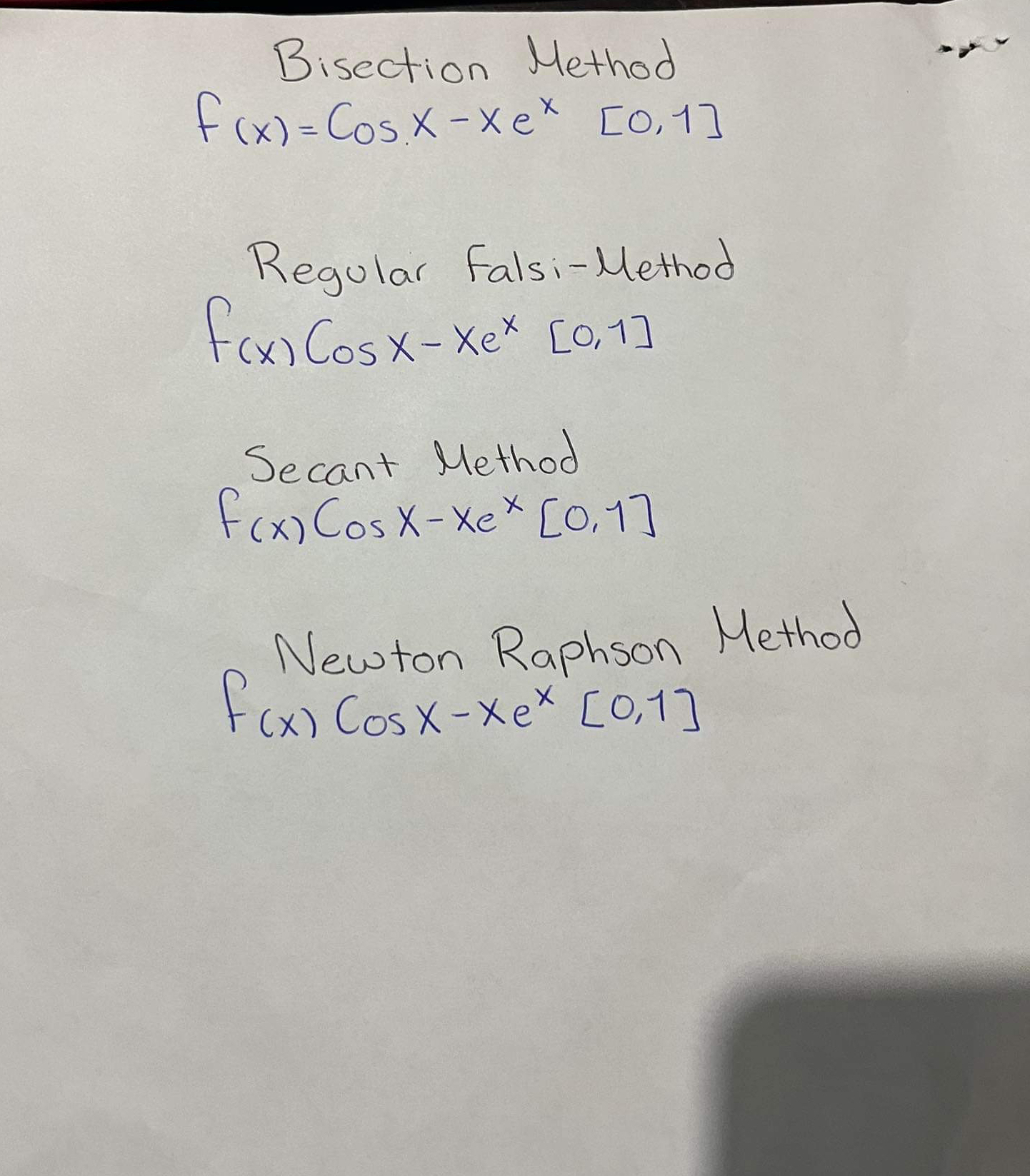 Solved Bisection Methodf(x)=Cosx-xex,[0,1]Regular | Chegg.com