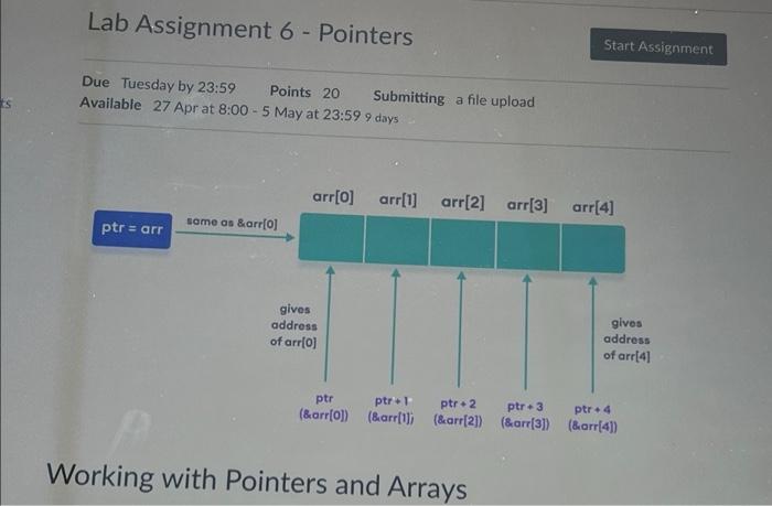 Solved Lab Assignment 6 - Pointers Due Tuesday by 23:59 | Chegg.com
