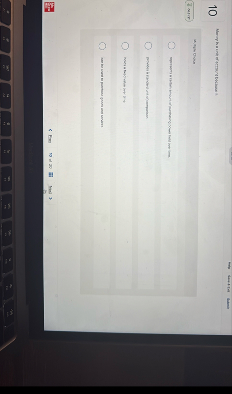 Solved HelpSove 8 ﻿ExitSubmit10Money is a unit of account | Chegg.com
