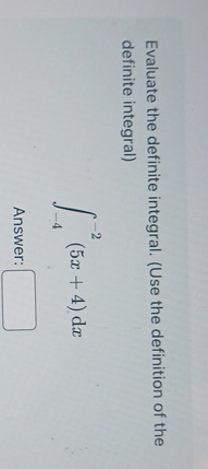 Solved Evaluate the definite integral. (Use the definition | Chegg.com