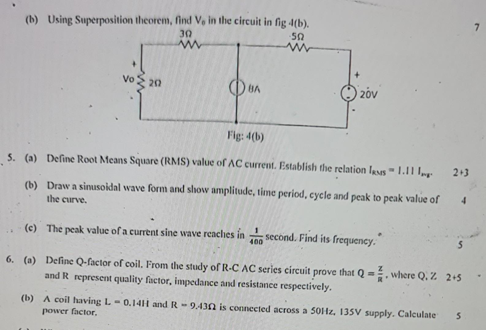 Solved (b) Using Superposition theorem, find V0 in the | Chegg.com