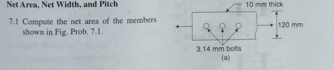 Solved Net Area, Net Width, and Pitch 10 mm thick 7.1 | Chegg.com
