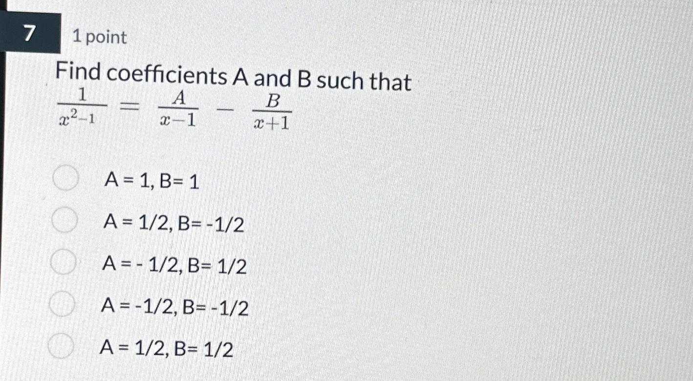 Solved 71 ﻿pointFind coefficients A and B ﻿such | Chegg.com