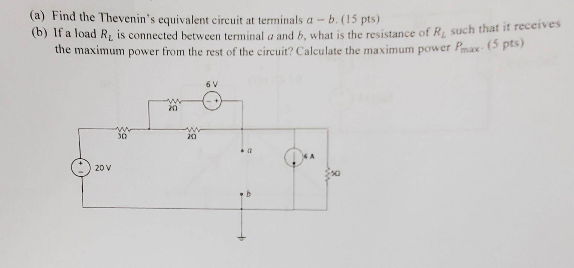 Solved (a) Find the Thevenin's equivalent circuit at | Chegg.com