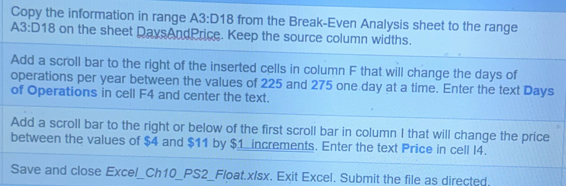 Solved Copy the information in range A3:D18 ﻿from the | Chegg.com