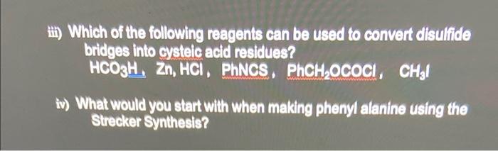 Solved ii) Which of the following reagents can be used to | Chegg.com