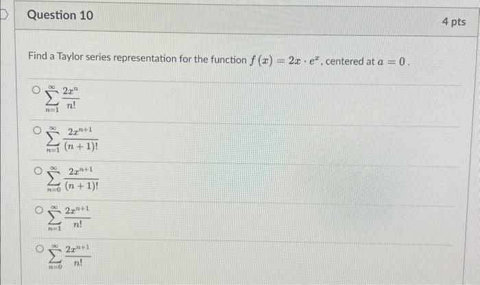 Solved Find a Taylor series representation for the function | Chegg.com