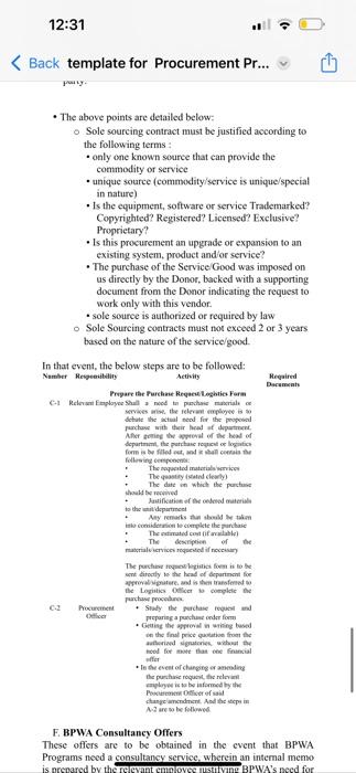 Solved • Create a full chart procedure for procurement | Chegg.com