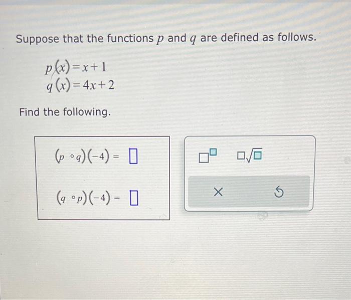 Solved Suppose that the functions p and q are defined as | Chegg.com