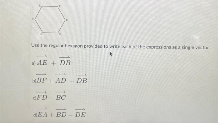 Solved Use the regular hexagon provided to write each of the | Chegg.com