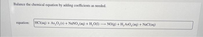 Solved Balance the chemical equation by adding coefficients | Chegg.com