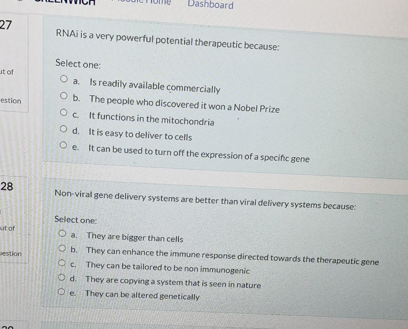 Solved 27 it of estion 28 ut of estion 20 Dashboard RNAi is | Chegg.com Solved 27 it of estion 28 ut of estion 20 Dashboard RNAi is | Chegg.com