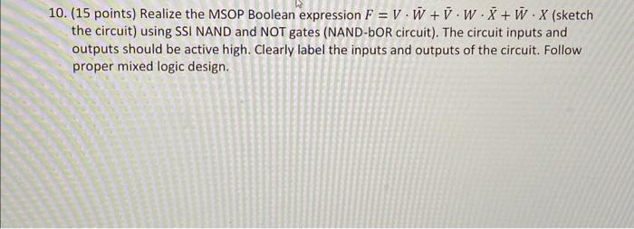 Solved 9. (10 points) Realize the MSOP Boolean expression | Chegg.com