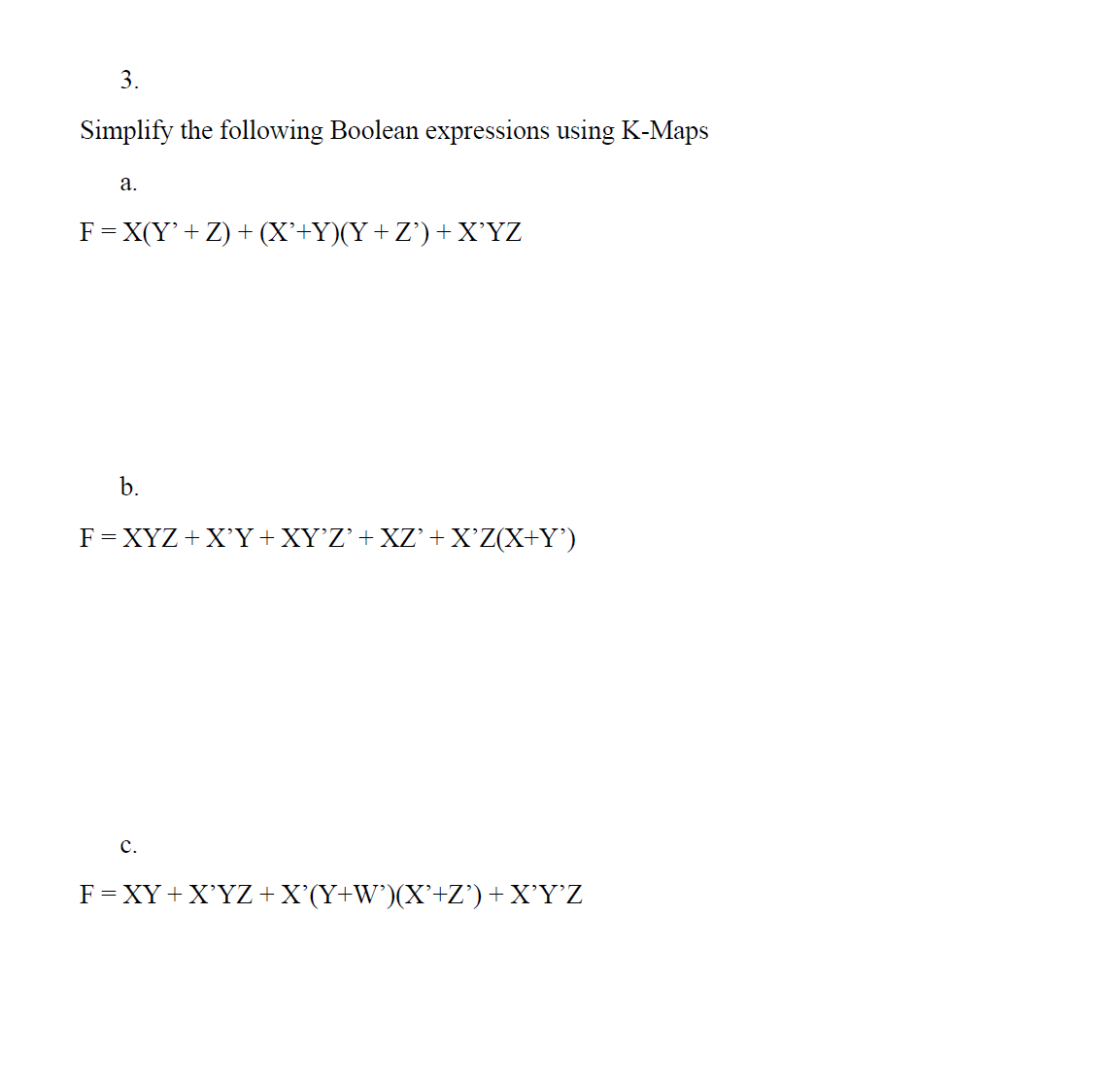 Solved Simplify the following Boolean expressions using | Chegg.com