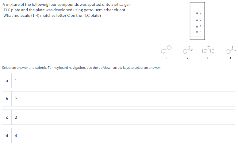 Solved A mixture of the following four compounds was spotted | Chegg.com