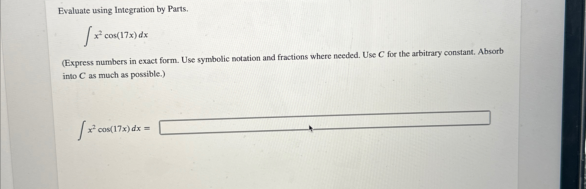 Solved Evaluate using Integration by | Chegg.com