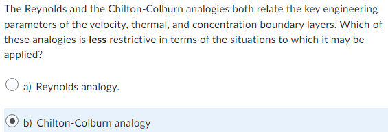 Solved solveThe Reynolds and the Chilton-Colburn analogies | Chegg.com
