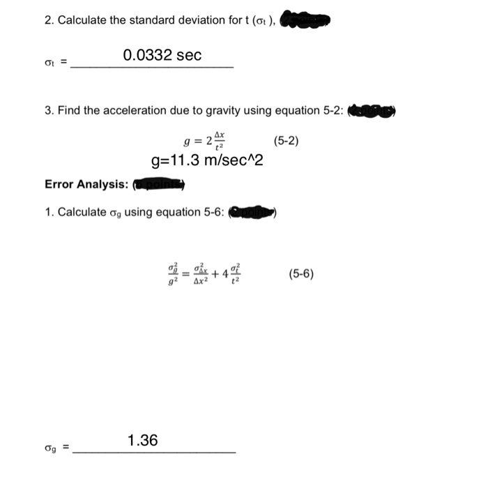 Solved 2. Calculate the % relative uncertainty for g. poll % | Chegg.com