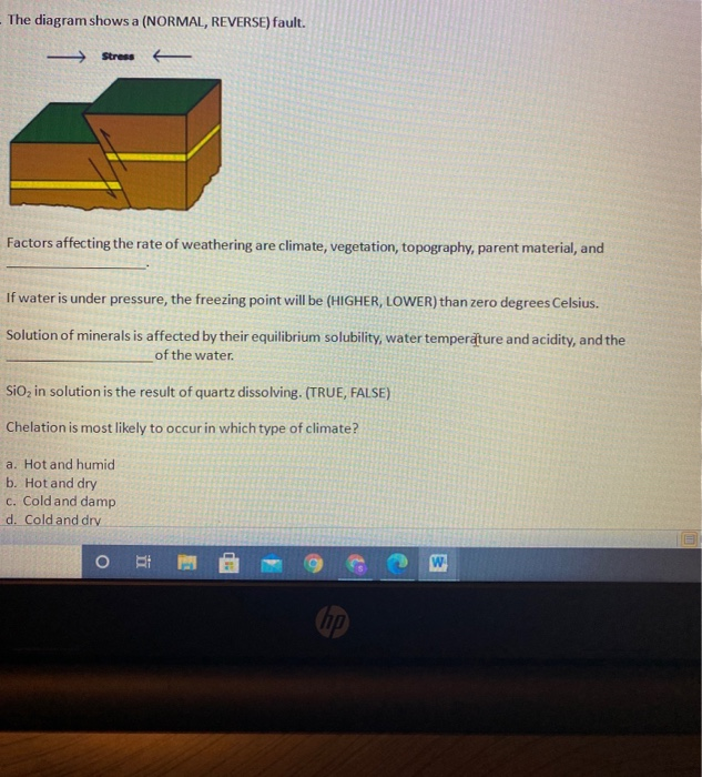 Solved - The diagram shows a (NORMAL, REVERSE) fault. → | Chegg.com