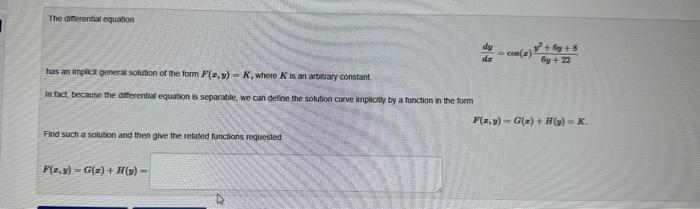 Solved The differential equation has an implicit general | Chegg.com