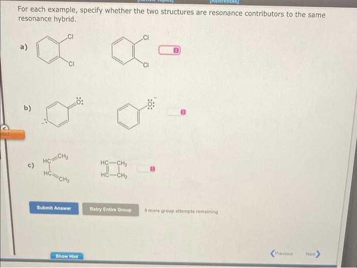 Solved For each example, specify whether the two structures | Chegg.com