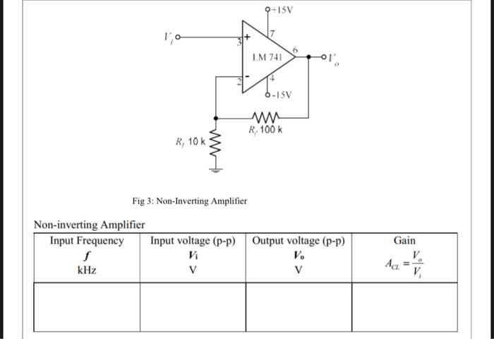Solved Fig 3: Non-Inverting Amplifier Non-inverting | Chegg.com