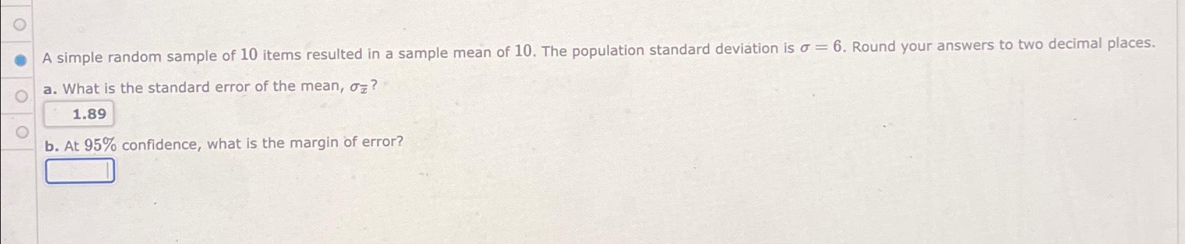 Solved dont understand how to do margin of error | Chegg.com