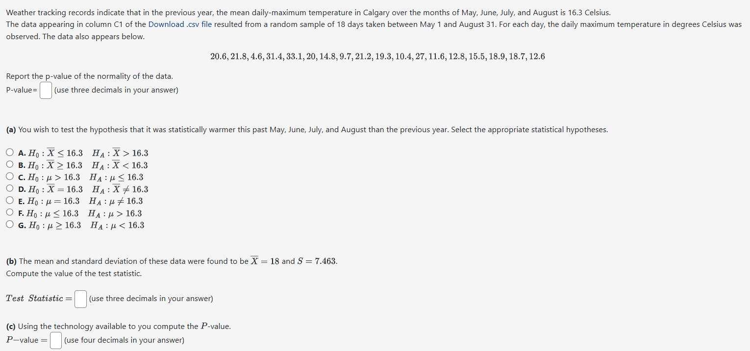 Solve the statistics question part by ﻿part using | Chegg.com