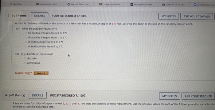 Solved State whether each of the foliowing random variables | Chegg.com