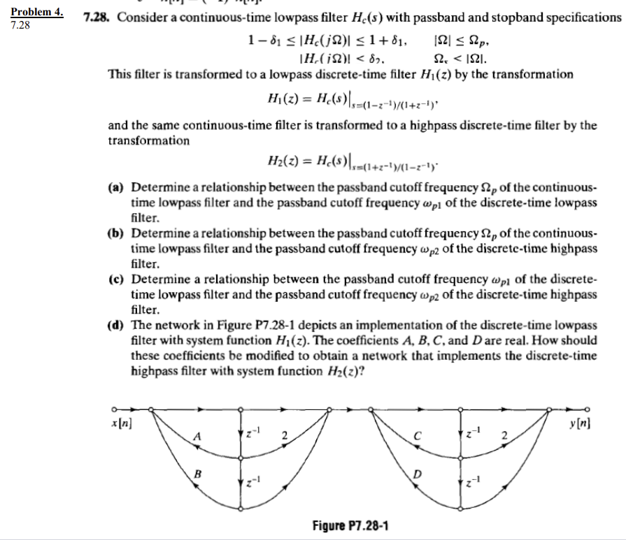 Solved Problem 4. 7.28, 7.28. ﻿Consider a continuous-time | Chegg.com