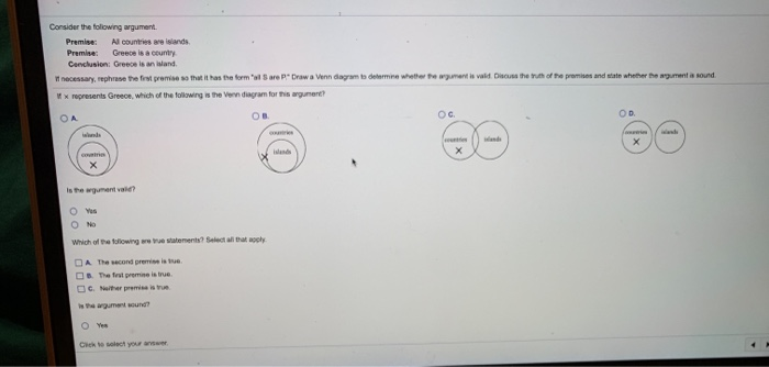 Solved Consider the following argument Premise Al countries | Chegg.com