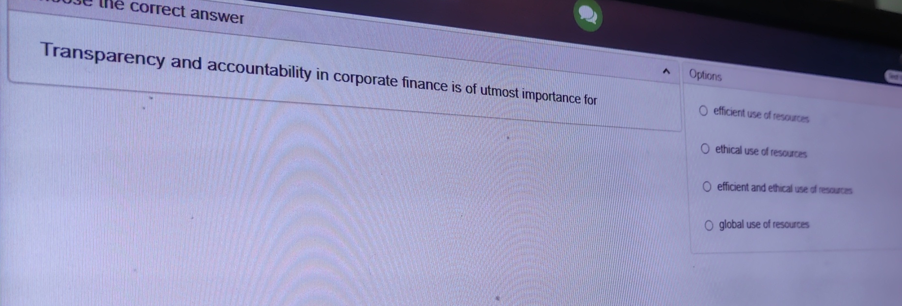 Solved correct answerTransparency and accountability in | Chegg.com