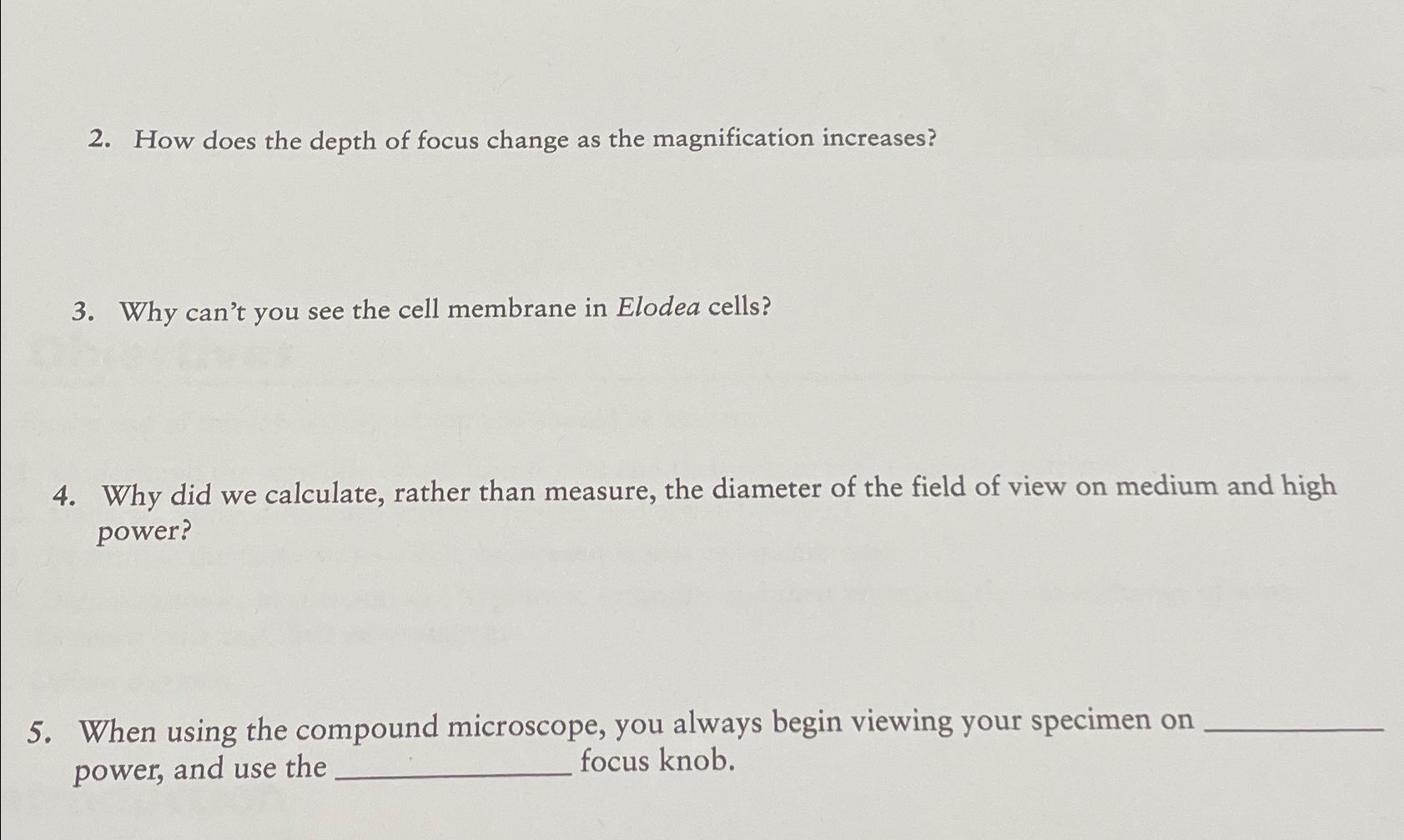 Solved How does the depth of focus change as the | Chegg.com