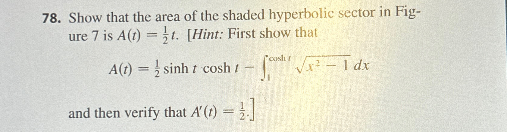 Solved Show that the area of the shaded hyperbolic sector in | Chegg.com