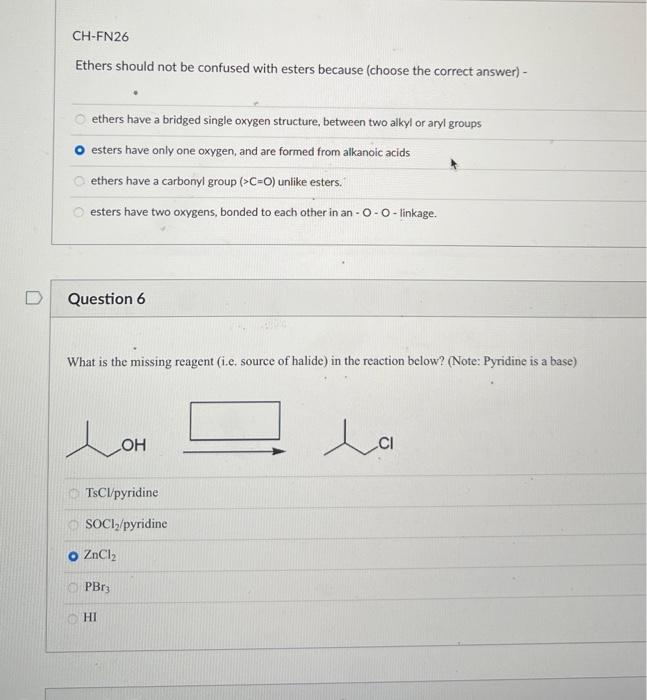 Solved CH-FN26 Ethers should not be confused with esters | Chegg.com